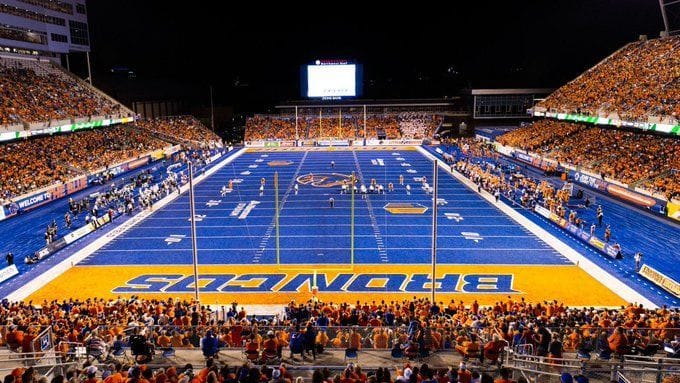 Why does Boise State's Albertsons Stadium have blue turf?