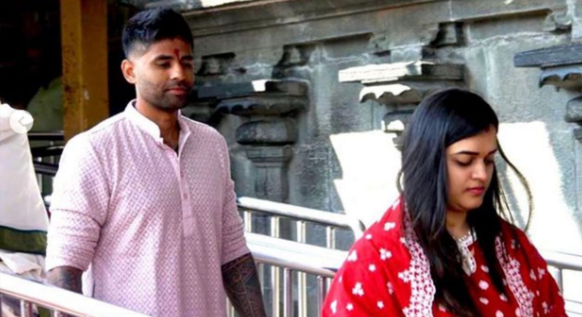 Pictures: Suryakumar Yadav visits temple with wife Devisha Shetty ahead ...