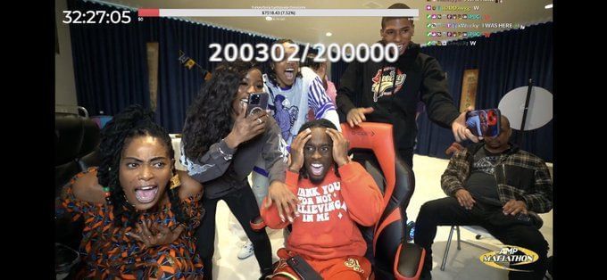 Kai Cenat crosses the 200k subscribers mark on Twitch on the 21st day of his subathon, fans react