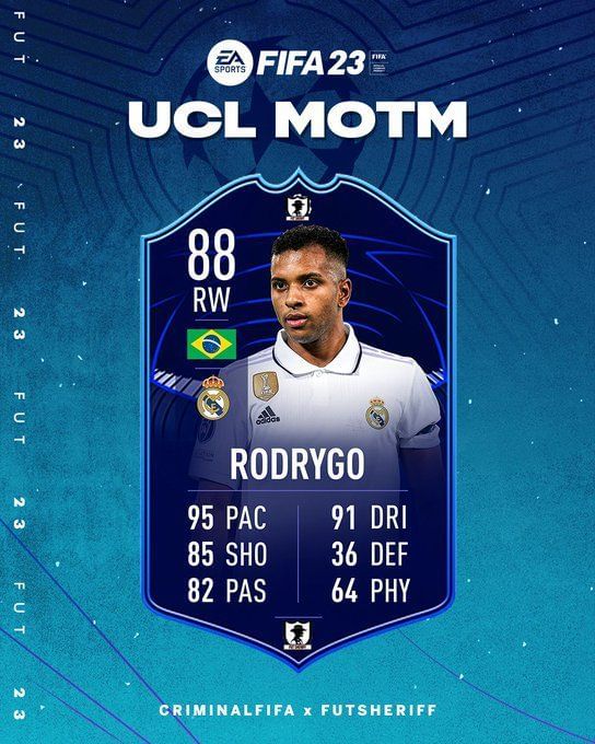 Rodrygo UCL MOTM: FIFA 23 leak hints at Rodrygo UCL MOTM card coming to ...