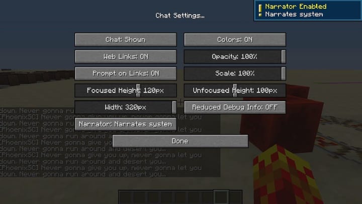 How to turn on and off the narrator in Minecraft Java and Bedrock