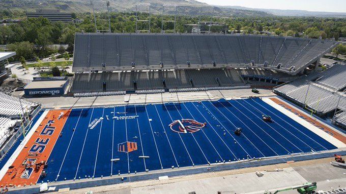 Why does Boise State's Albertsons Stadium have blue turf?
