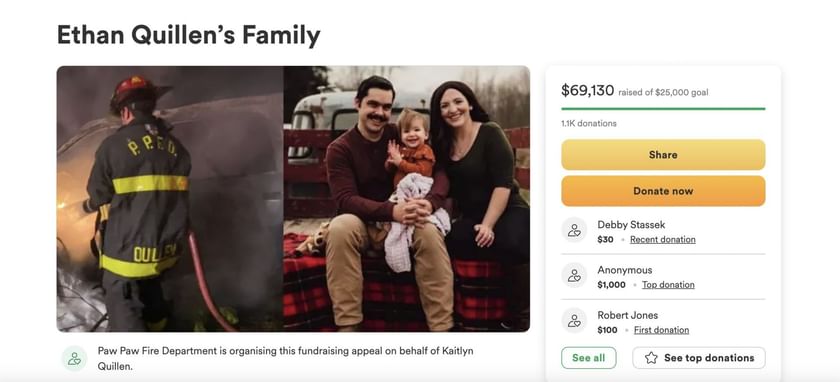 Ethan Quillen GoFundMe raises close to $70,000 for Paw Paw firefighter ...