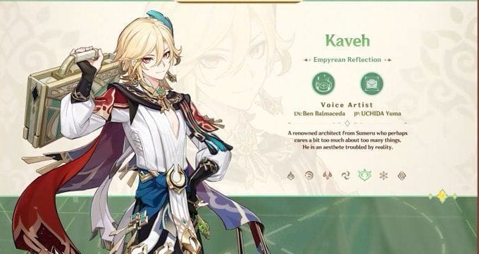 Genshin Impact confirms Ben Balmaceda and Uchida Yuma as Kaveh's voice ...