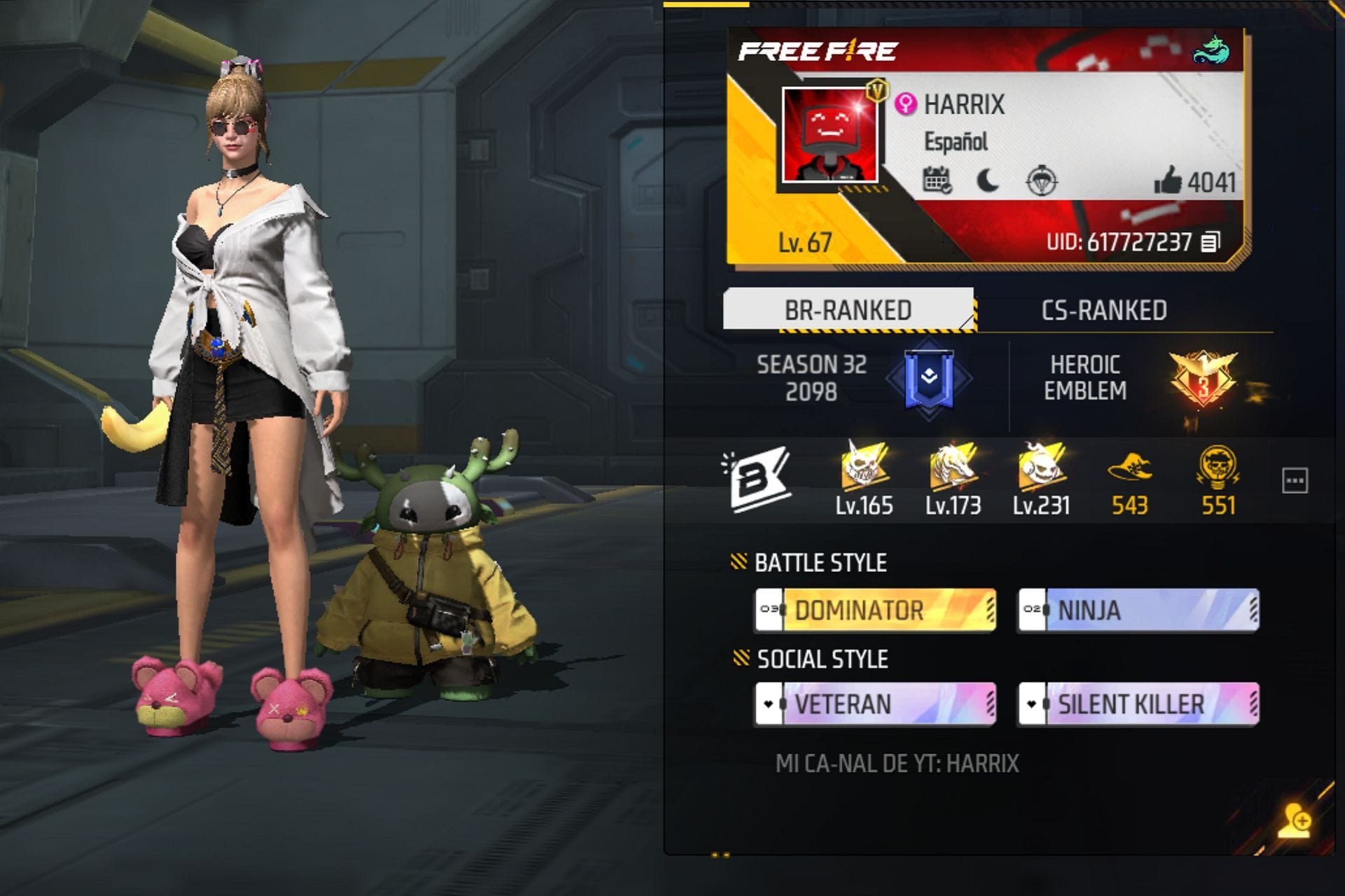 Harrix's Free Fire ID, stats, rank, monthly income, and more