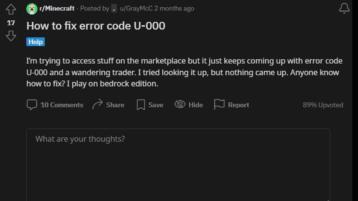 How to fix Minecraft error code U-000