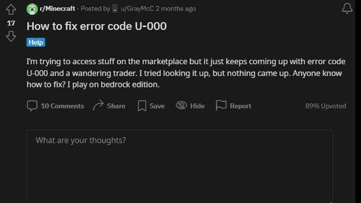 How to fix Minecraft error code U-000