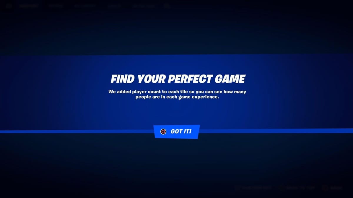 Epic Games adds Fortnite Player Count with the latest update