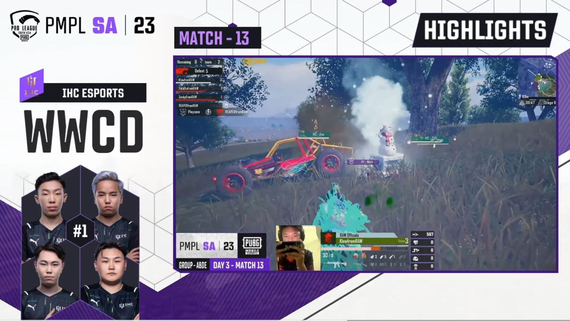 PMPL South Asia 2023 Spring Day 3: Overall rankings, match wise ...