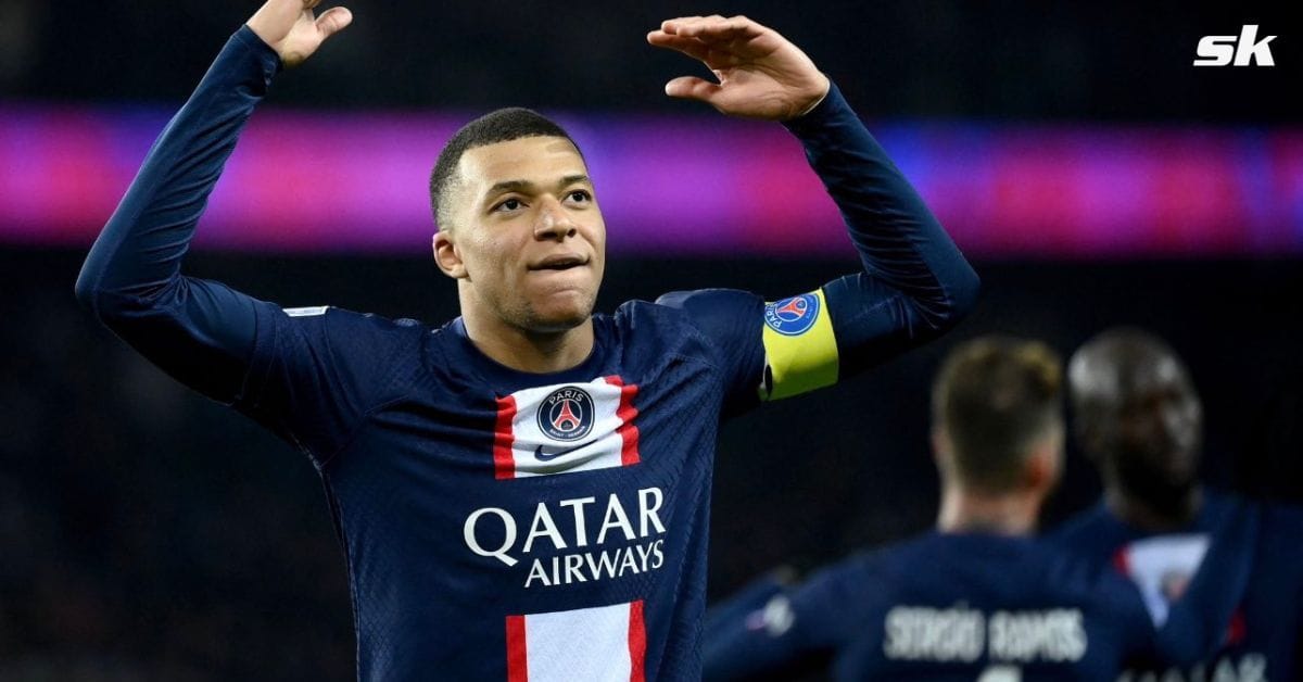 Kylian Mbappe reacts joyously after breaking PSG's all-time goalscoring ...