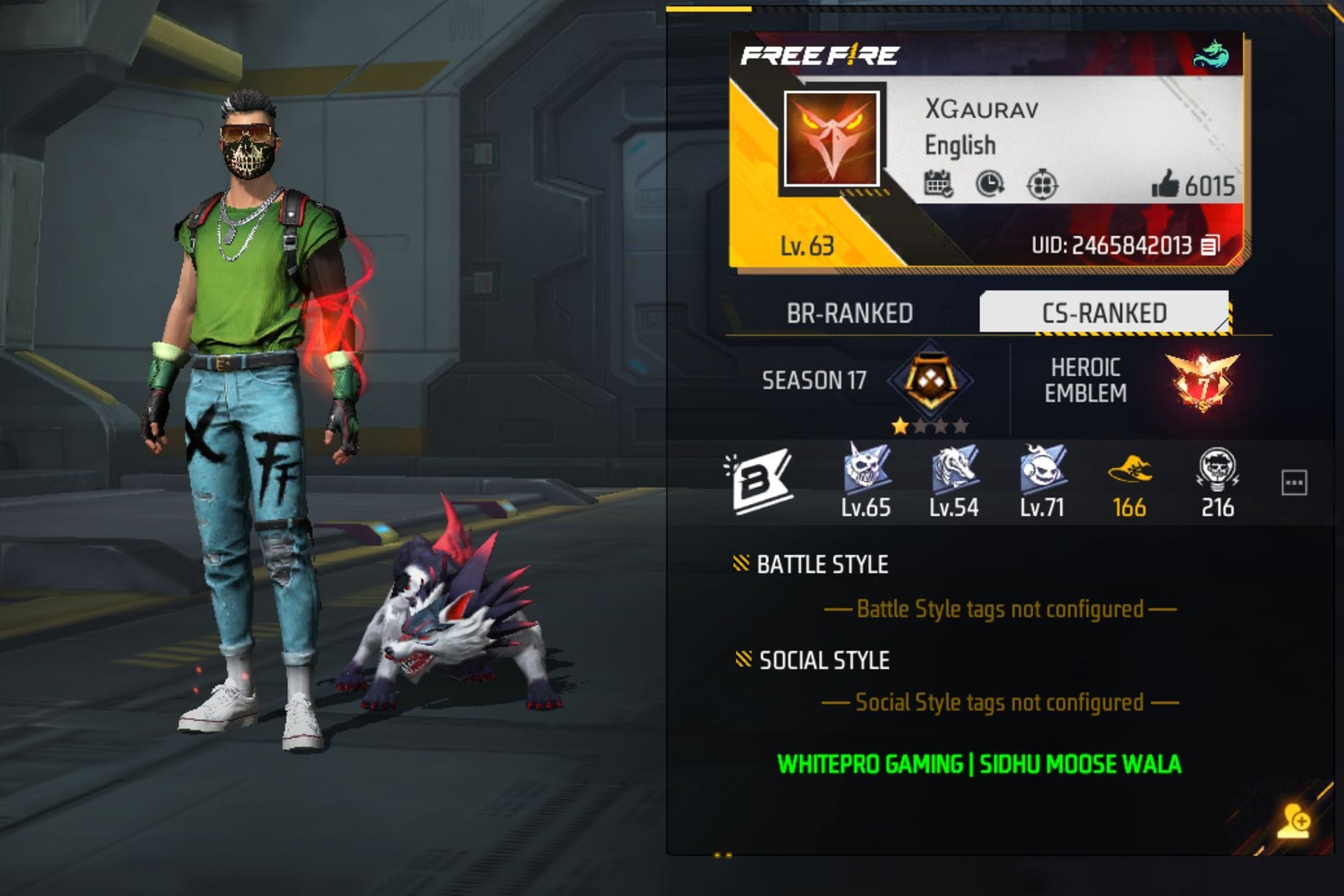 WhitePro Gaming’s Free Fire MAX ID, stats, rank, monthly income, and more