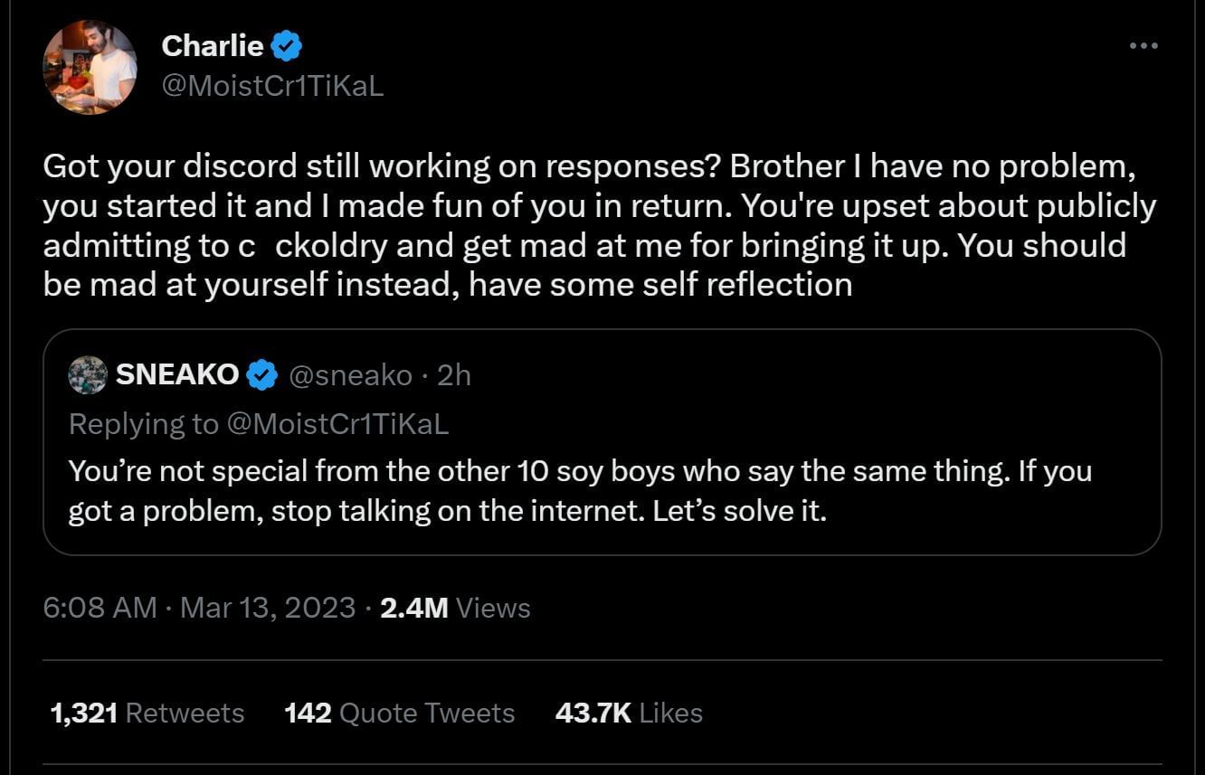 "You pathetic, sensitive, soy, little worm" - MoistCr1TiKaL calling out Sneako ends up in a ...