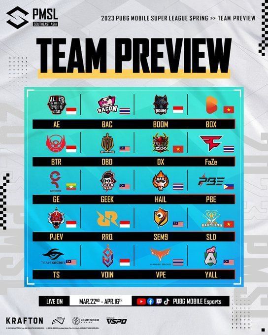 PUBG Mobile Super League (PMSL) 2023 Spring: Teams, schedule, and more