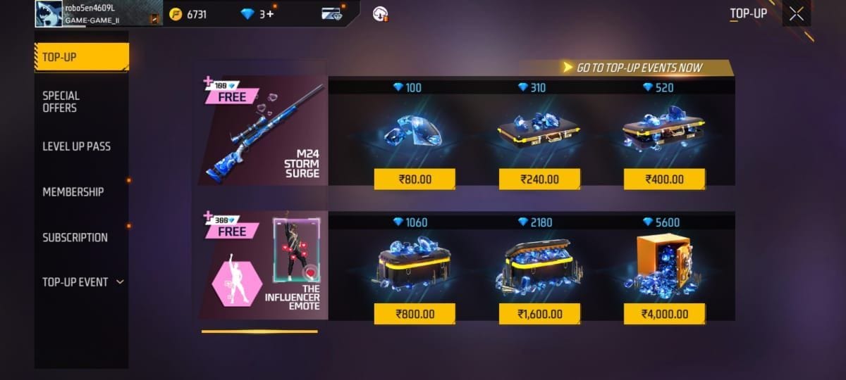 New Free Fire Alvaro Top-Up: Fiery Rush Treatment Pistol and Evil ...