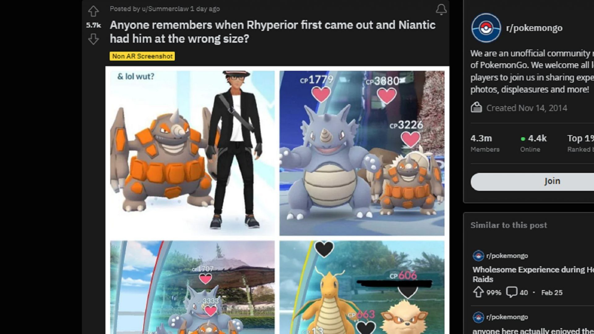 "Short King": Pokemon GO community reminisces Rhyperior debut and its wrong size