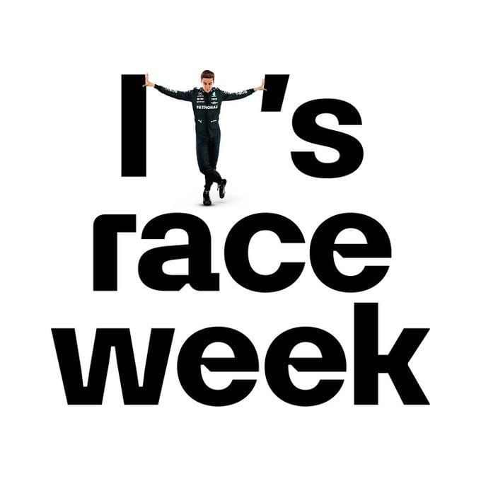 George Russell's F1 opening title pose turned into a meme by Mercedes