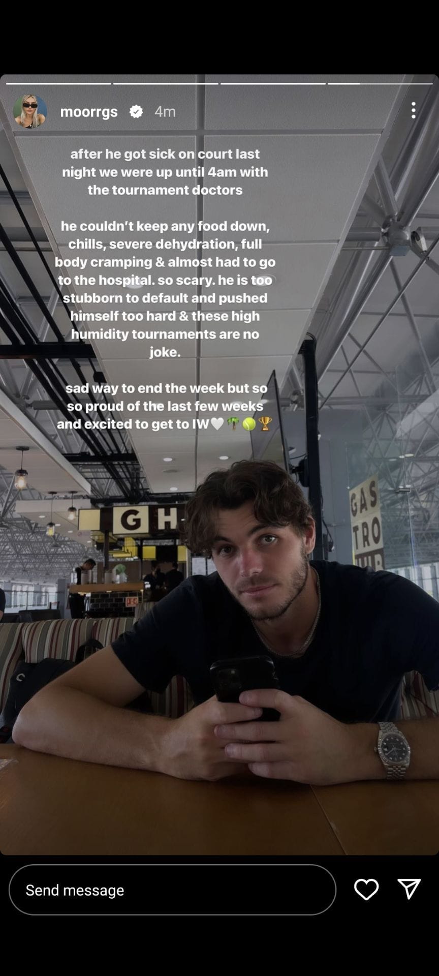 Taylor Fritz's girlfriend Morgan Riddle says he had severe dehydration ...