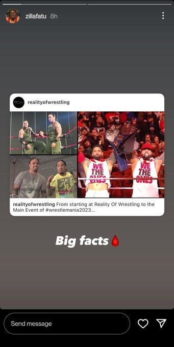 Zilla Fatu sends a message to top Bloodline members on social media