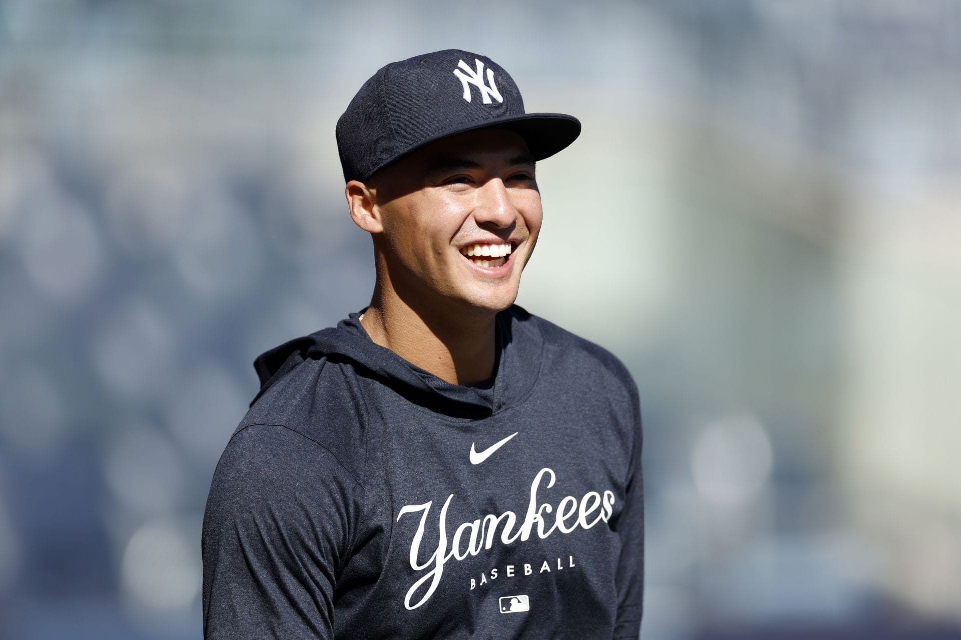 New York Yankees top prospect Anthony Volpe holds hands up after ...