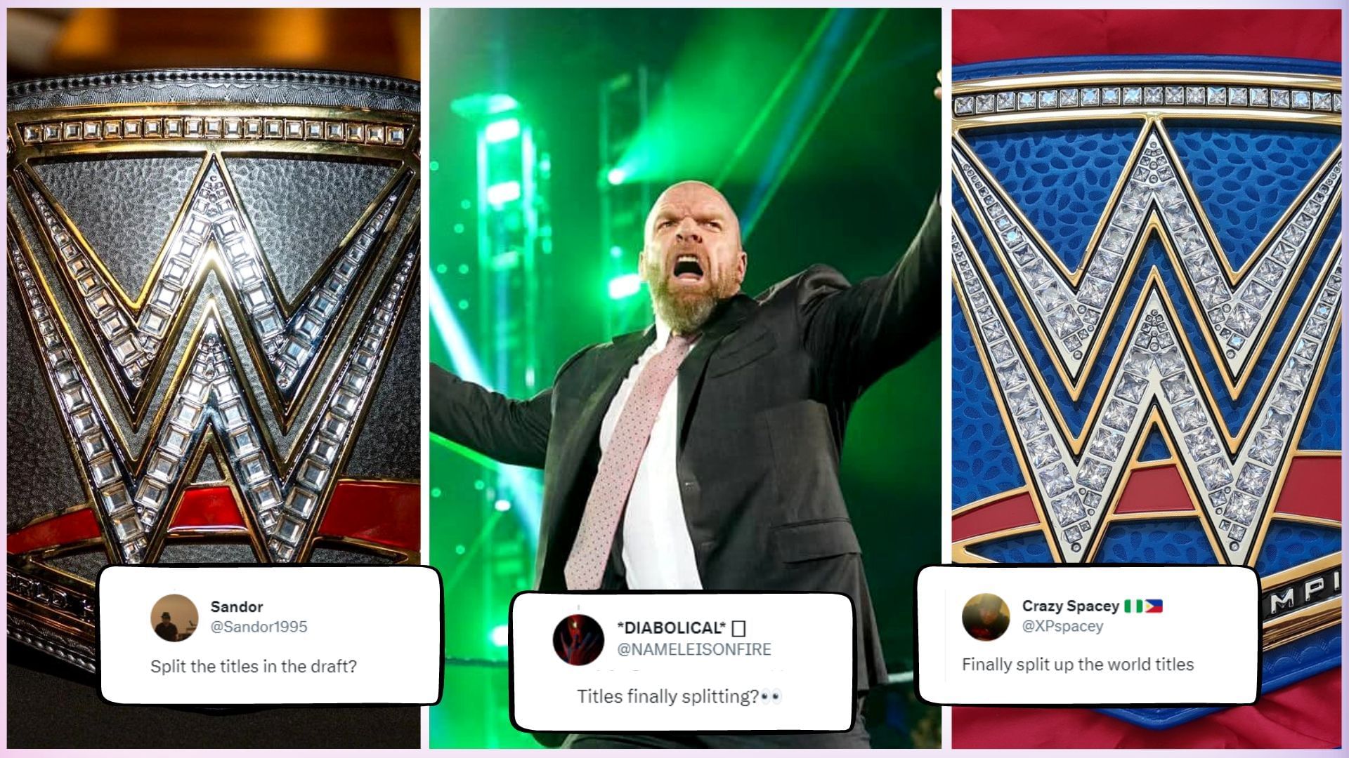 "Titles finally splitting?" - WWE fans react to Triple H's big ...