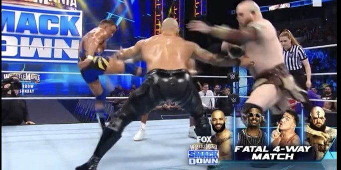 Ricochet sends a message to his WrestleMania opponents by defeating ...