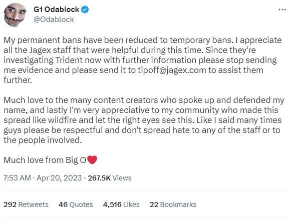 Odablock to return to Runescape after permanent ban gets reverted to a ...