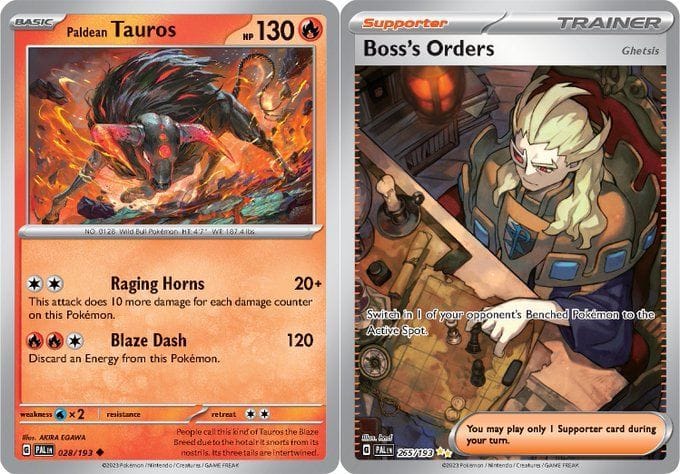 Pokemon TCG reveals Paldean Tauros and Boss's Orders for upcoming ...