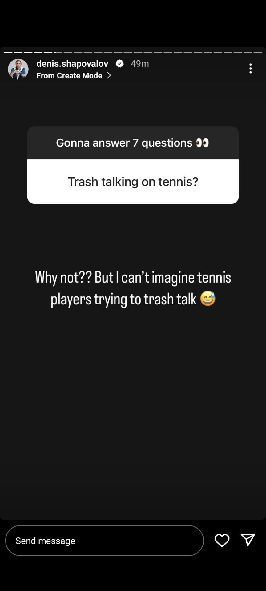 Denis Shapovalov: "Can't imagine tennis players trying to trash talk"