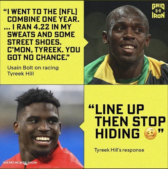 Tyreek Hill 100m time: Dolphins star's Usain Bolt-like track and field ...