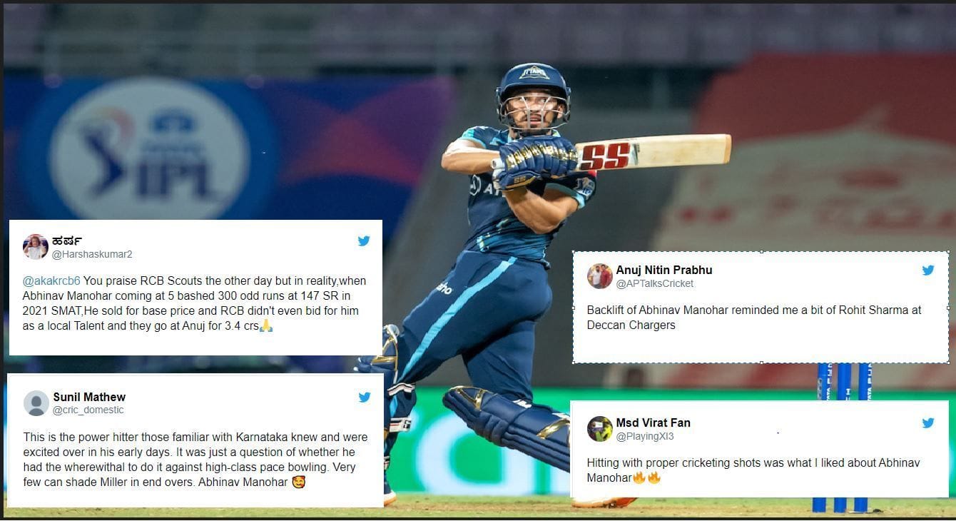 "Abhinav Manohar is example of spend less enjoy more" - Twitter hails GT batsman Abhinav Manohar ...