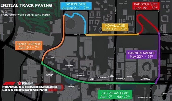 Preparations for maiden Las Vegas F1 GP causes road closures and heavy ...