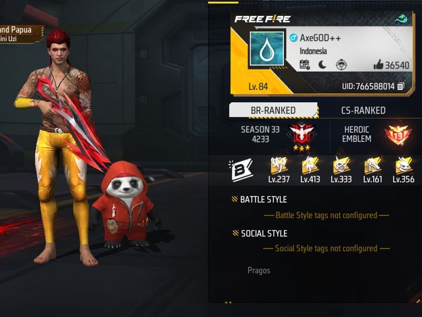 AxeGOD's Free Fire ID, stats, rank, guild, and more
