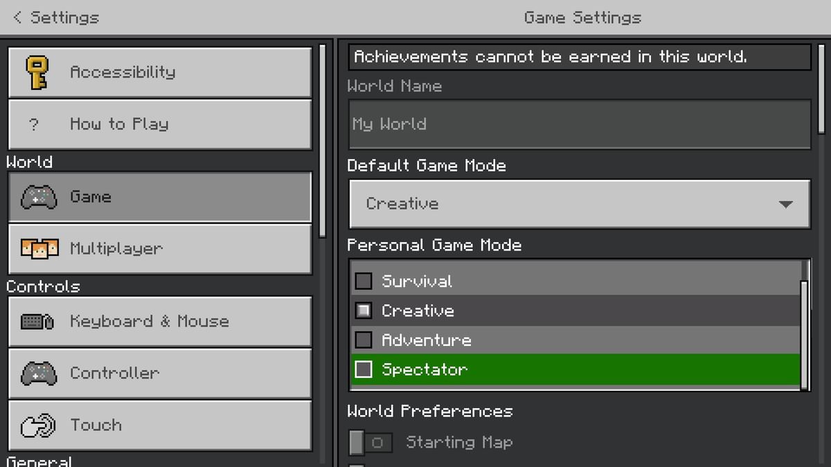 How to get spectator mode in Minecraft Bedrock Edition
