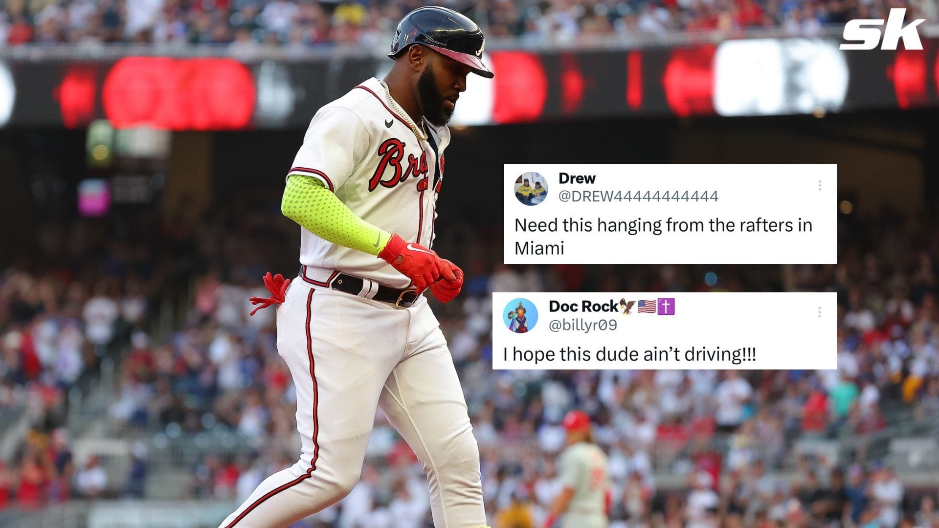 MLB Twitter reacts to fan sporting a customized Marcell Ozuna quote ...