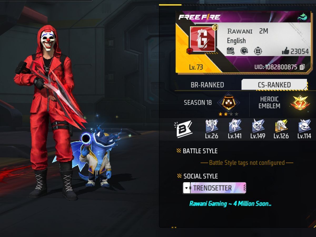 Rawani Gaming's Free Fire ID, stats, rank, guild, and more