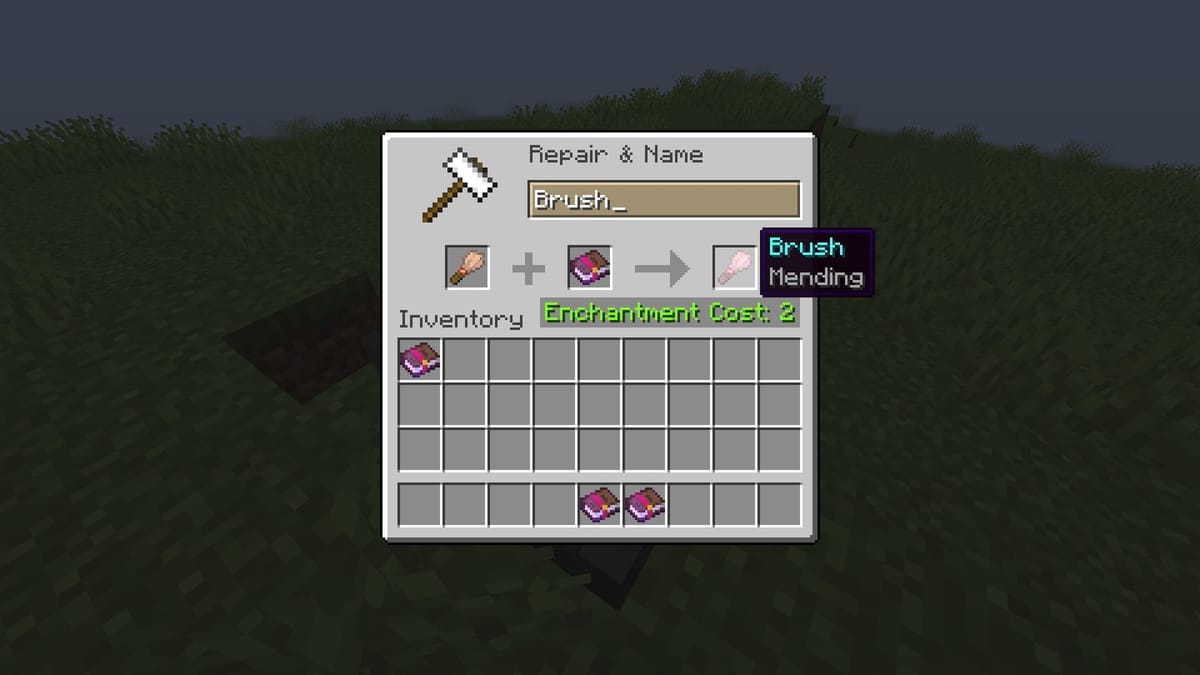 Which enchantments can be applied to brush in Minecraft 1.20 update?