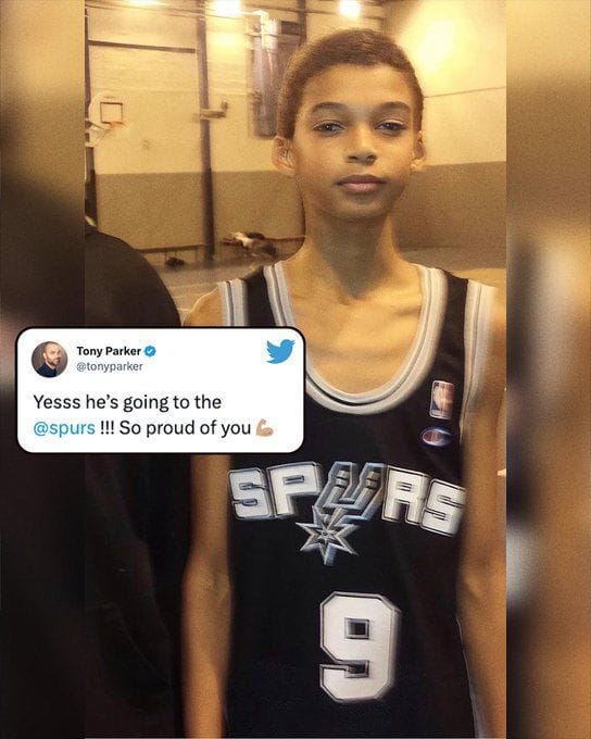 Tony Parker tweets a picture of young Victor Wembanyama wearing his jersey