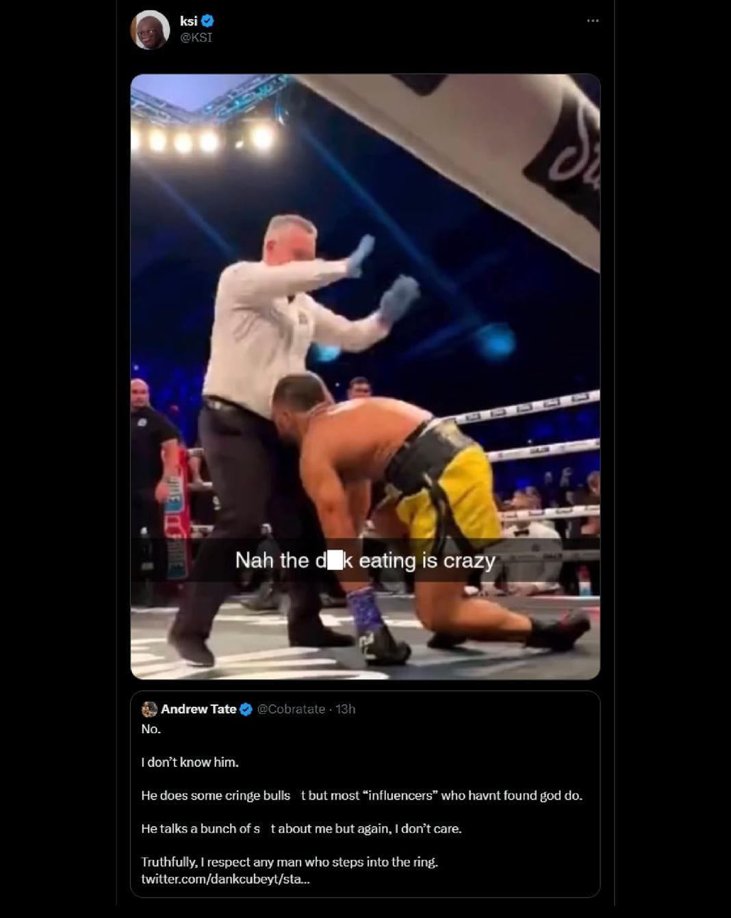 "D*ck eating is crazy" - KSI responds to Andrew Tate saying he doesn't ...