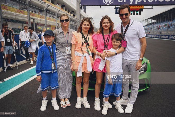 Roger Federer attends F1 Miami GP with family, reunites with Juan ...
