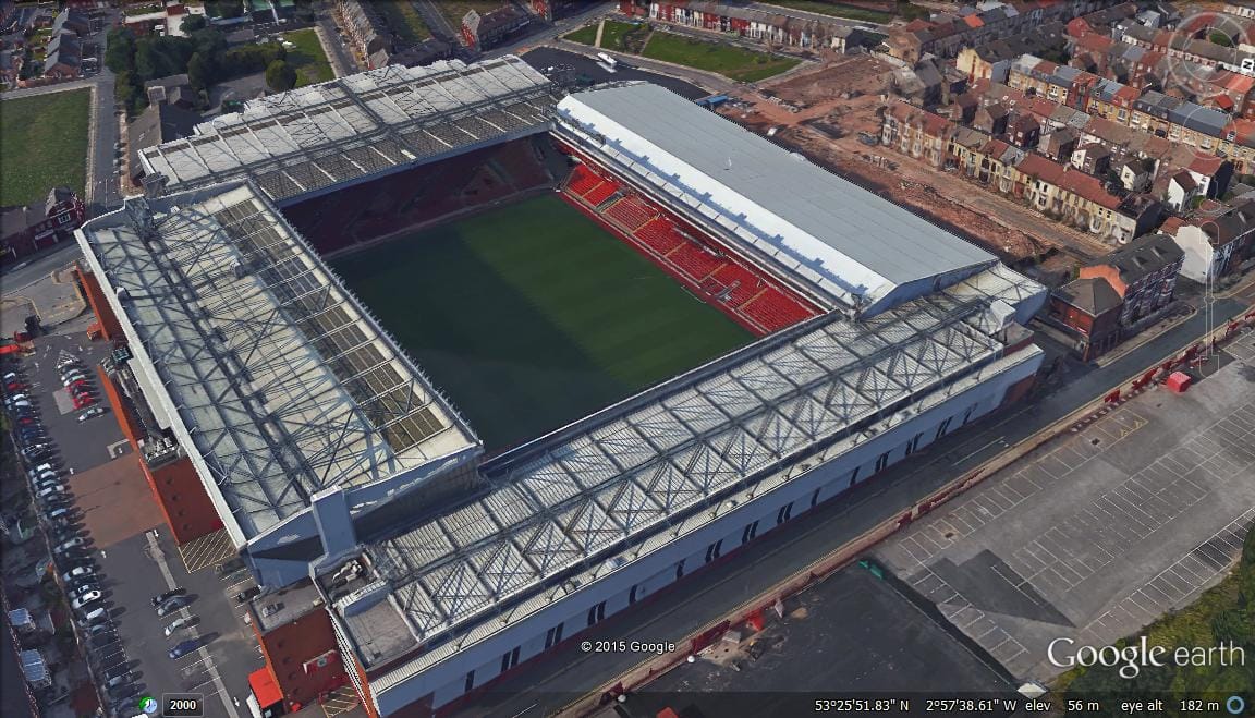 Google Earth view of 10 of the most iconic football stadiums in the world